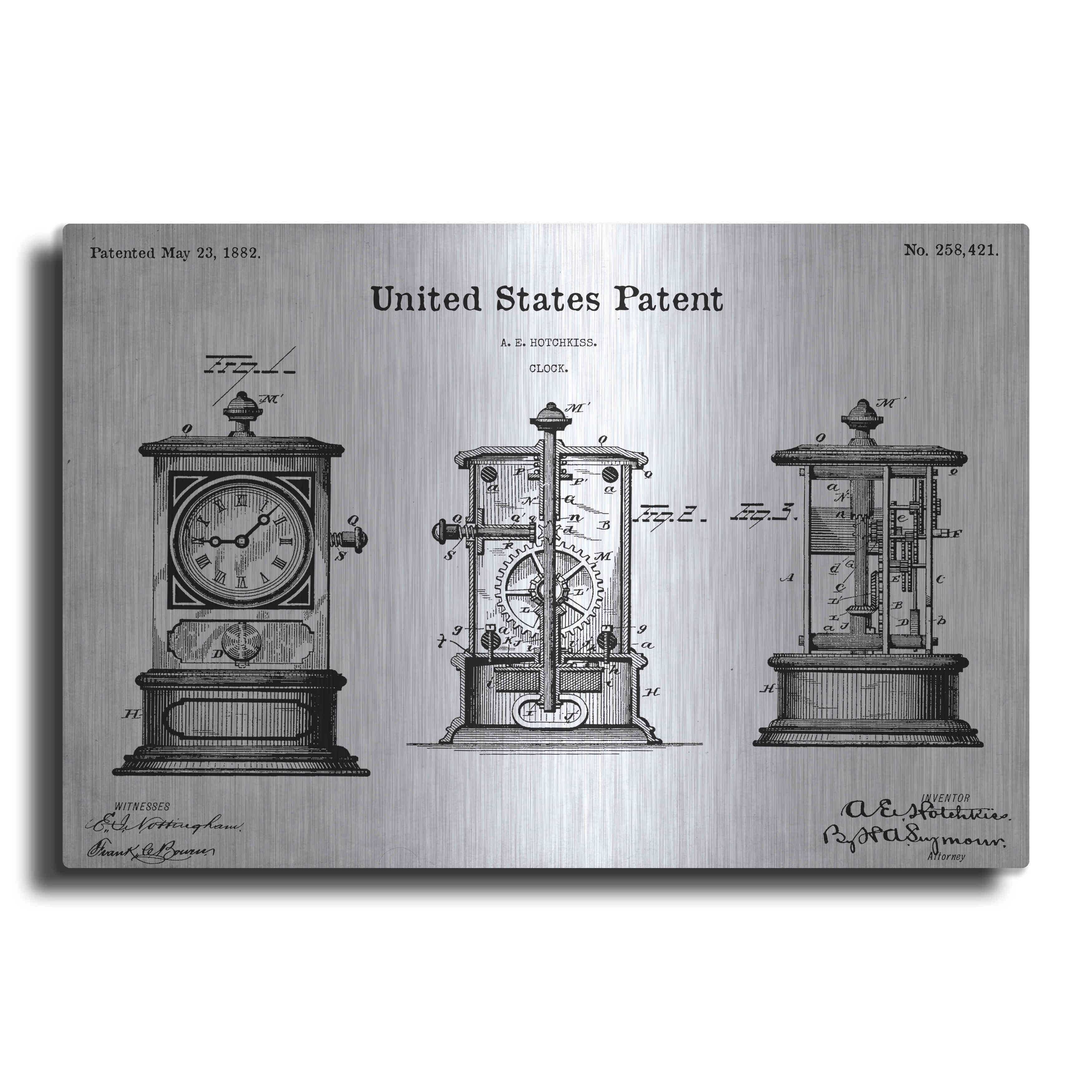 Luxe Metal Art 'Clock Blueprint Patent White' Acrylic Glass Wall Art ...
