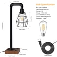 Industrial Cage Table Lamp with USB & AC Outlet, 3‑Way Dimmable Touch ...