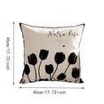 Black Tulip Printed Square Throw Pillow Cover with Black Piped Edge ...