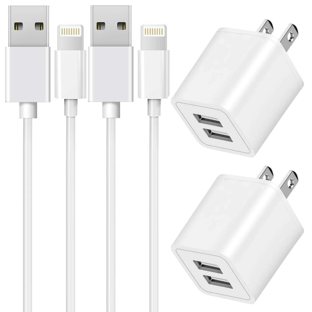 Chargers, 2-Pack Power Adapter Dual Port Plug with 2-Pack Durable ...