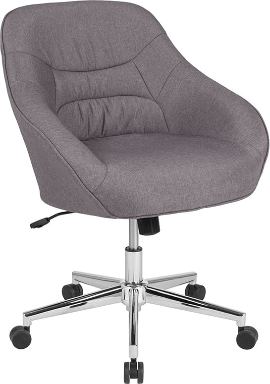 Home and Office Mid-Back Bucket Style Chair in Light Gray Fabric ...