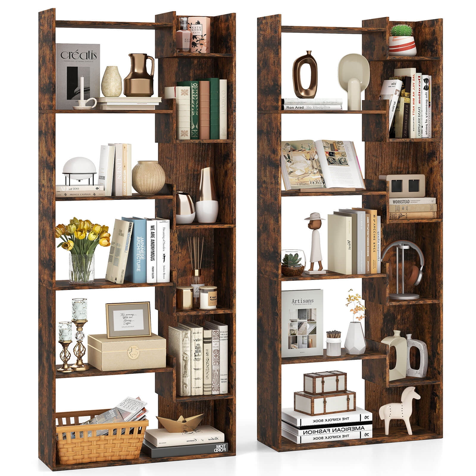 Click here for Costway 2 Pcs 6-Tier Bookshelf Tall Display Shelf... prices
