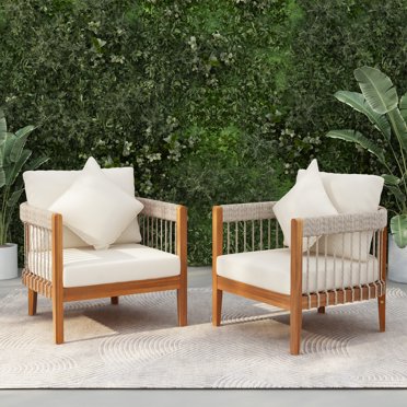 Christopher Knight Home Outdoor Woven Rope Lounge Chair with Cushions ...