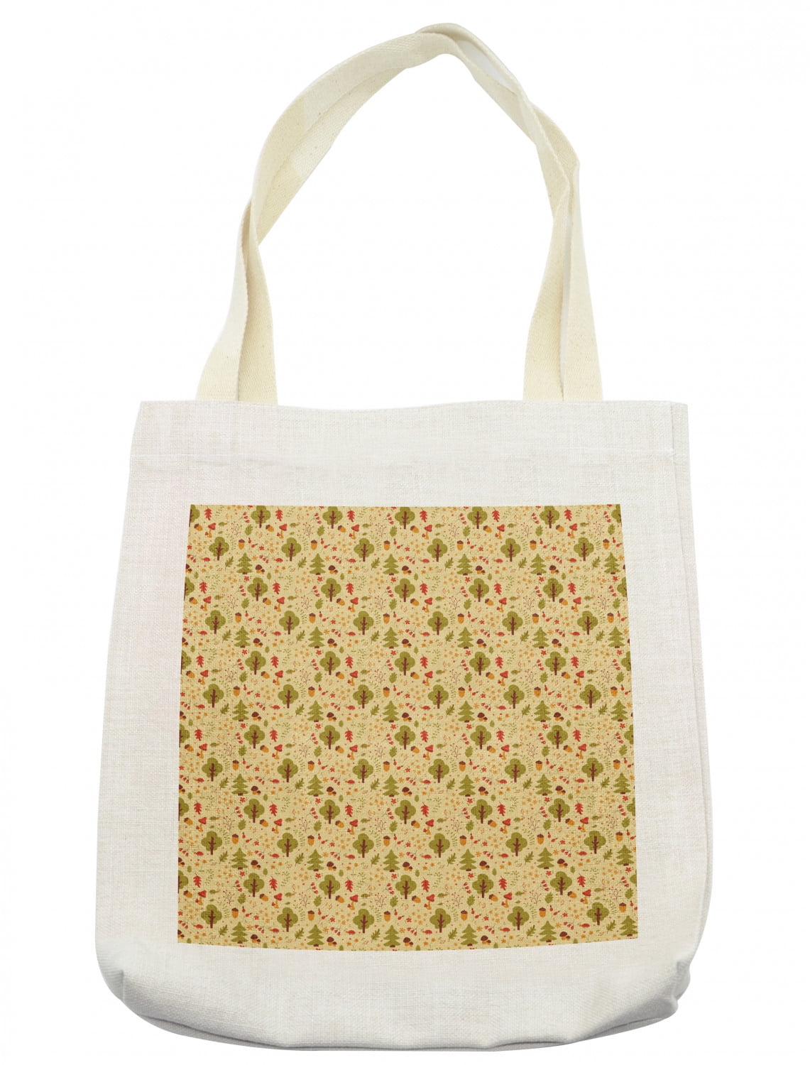 Forest Tote Bag, Cartoon Woodland Animals and Foliage Pattern with Oak ...