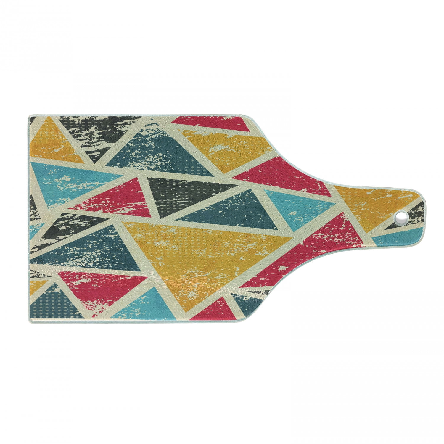 Retro Cutting Board, Funk Art Abstract Geometric Grunge Triangles Murky ...