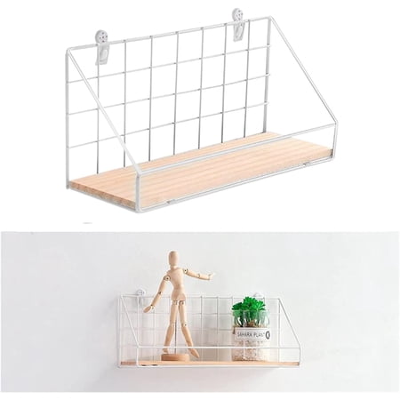 Modern Floating Wall Retro Industrial Style Metal Shelf Rack Small ...