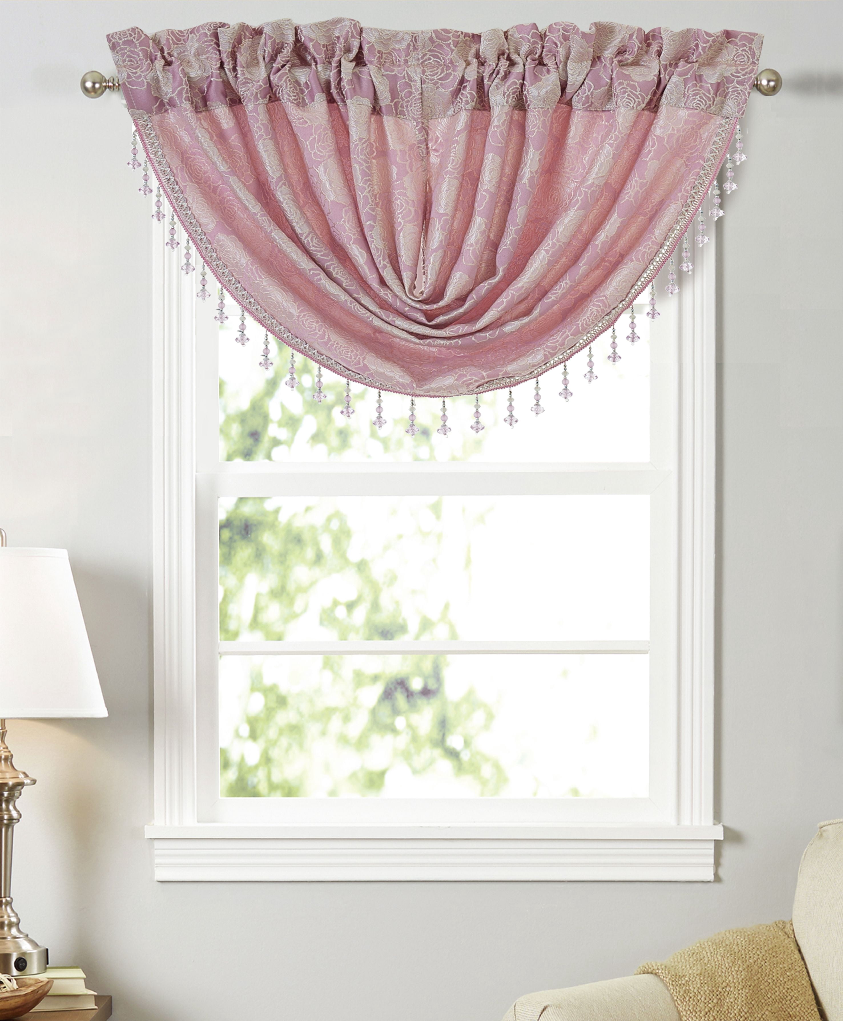 Olivia Gray VLK01879 48 x 37 in. Kayla Floral Textured Jacquard Swag ...