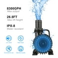 OYO WATER 8300 GPH Quiet Submersible Pond Pump with Barrier Bag and 32. ...