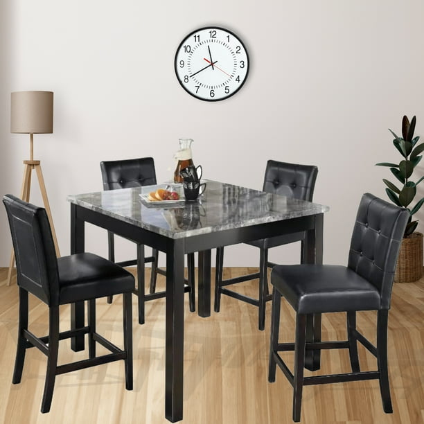 Cosmic Homes 5 Pc Counter Height Dining Table Set Black, Contemporary ...