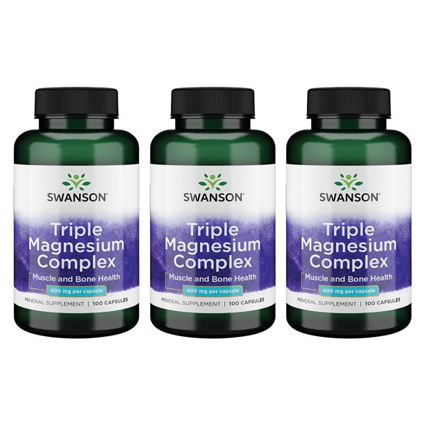 Swanson Triple Magnesium Complex 400 mg 100 Caps 3 Pack - Walmart.com