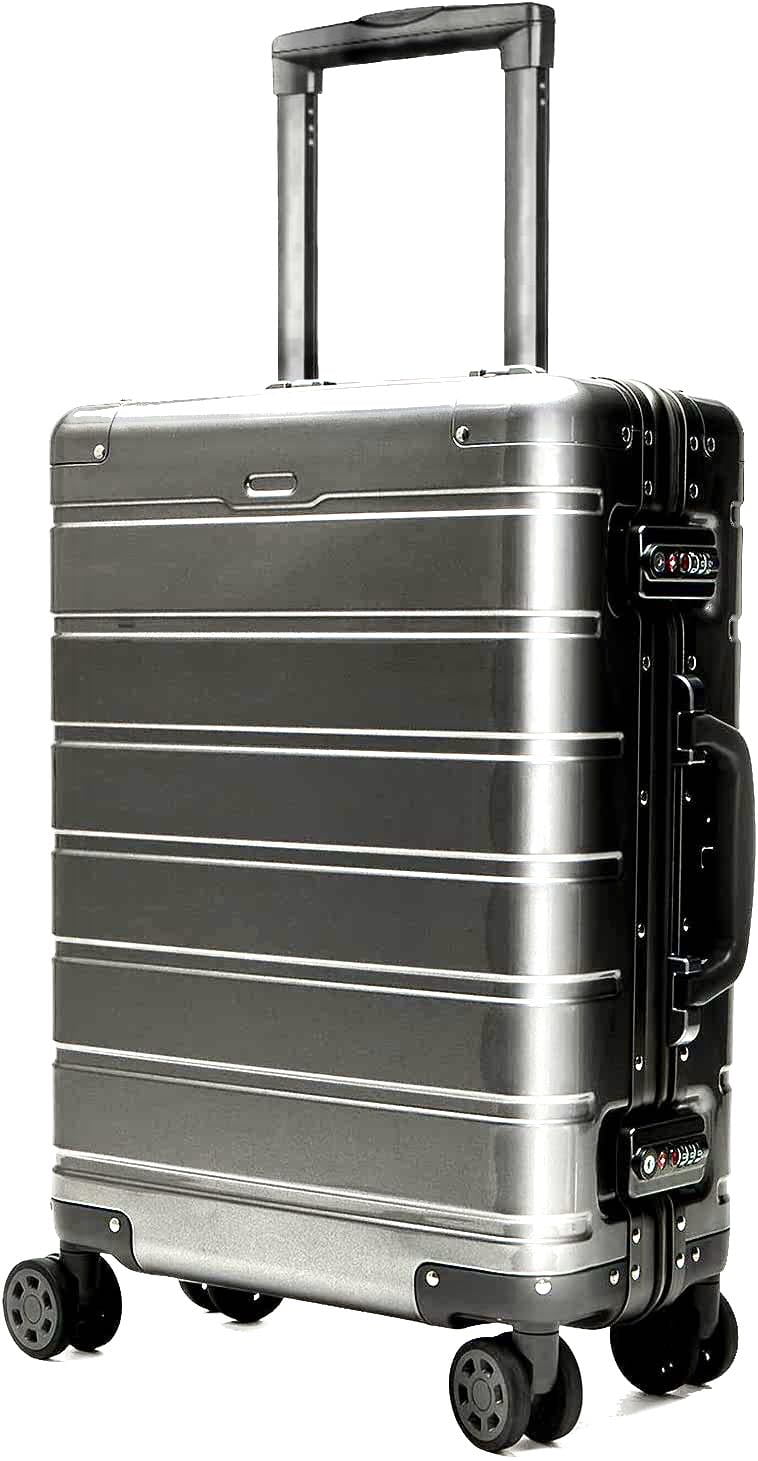 24" All Aluminum Luggage Luxury Spinner Hard Shell Suitcase Lightweight ...