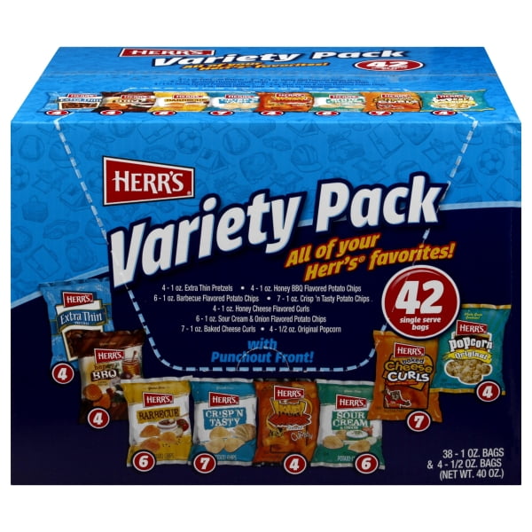 Herr's Snacks Variety Pack, 42 count, 40 oz - Walmart.com