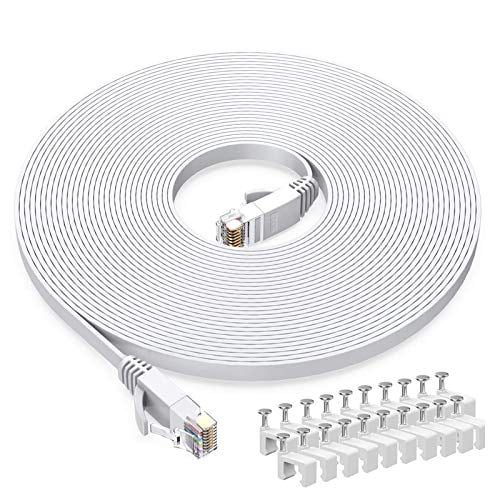 Cat6 Ethernet Cable 60 FT White, BUSOHE Cat-6 Flat RJ45 Computer ...