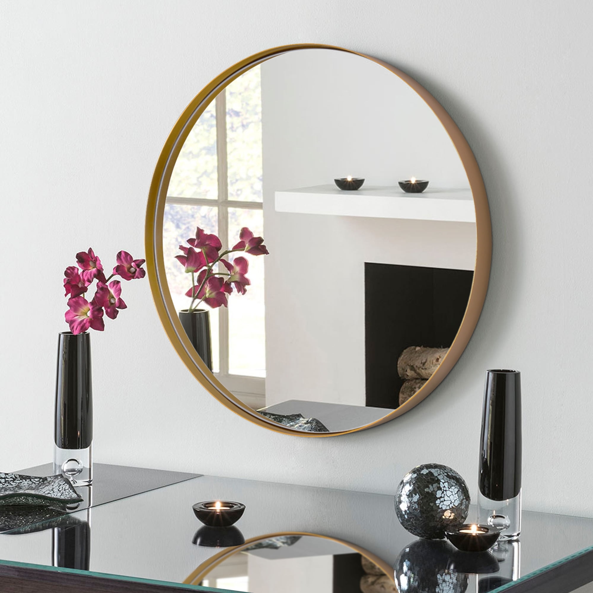 Clavie Bathroom Mirror, 30x30 Bathroom Wall Mirror, Round Bathroom ...