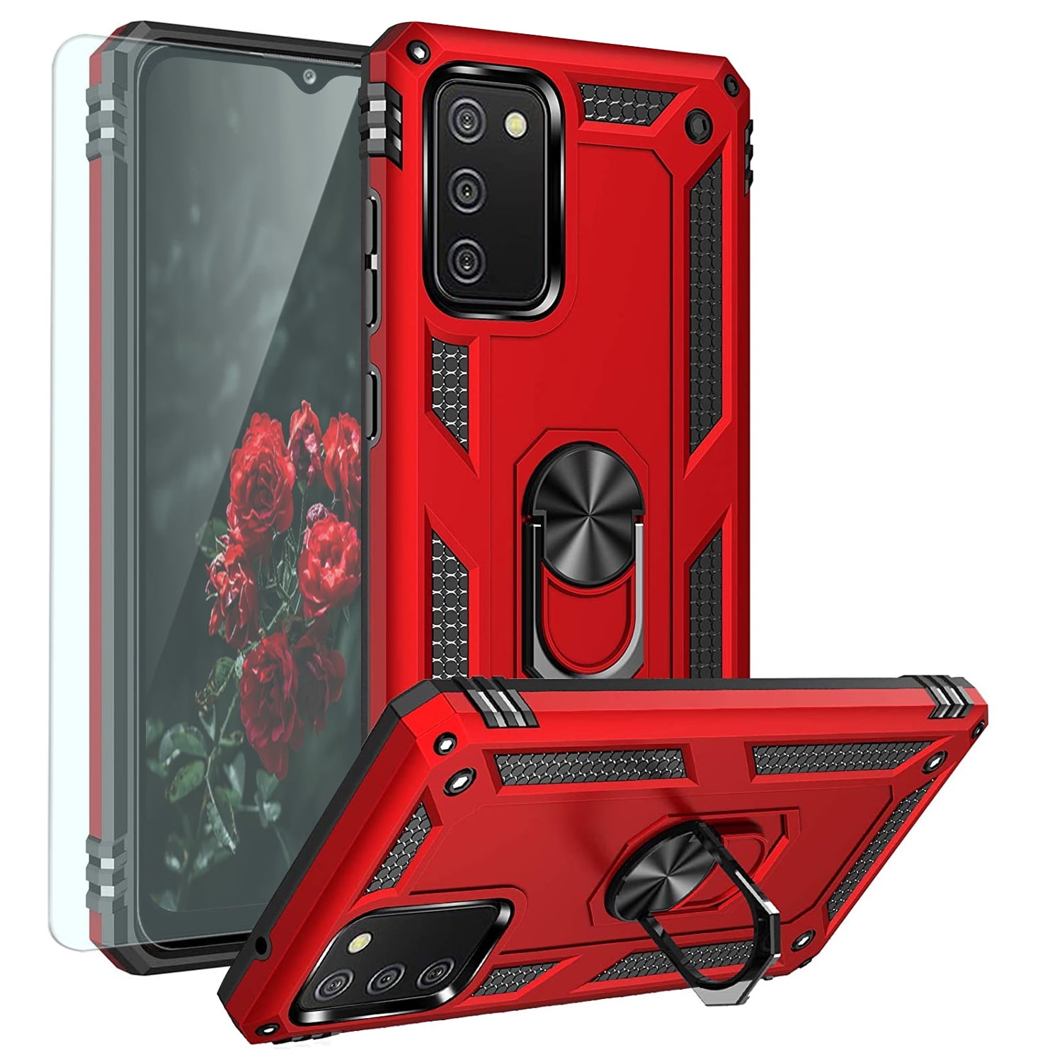 TJS Phone Case for Samsung Galaxy A03S, with [Tempered Glass Screen ...