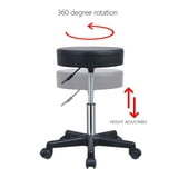 Office Swivel Height Adjustable Round Rolling Stool Chair PU Leather ...