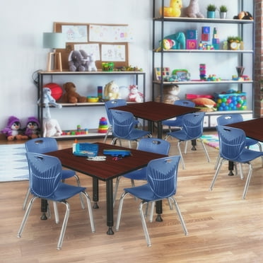 Regency Kee 48 in. Square Mobile Adjustable Classroom Table- Maple & 4 ...