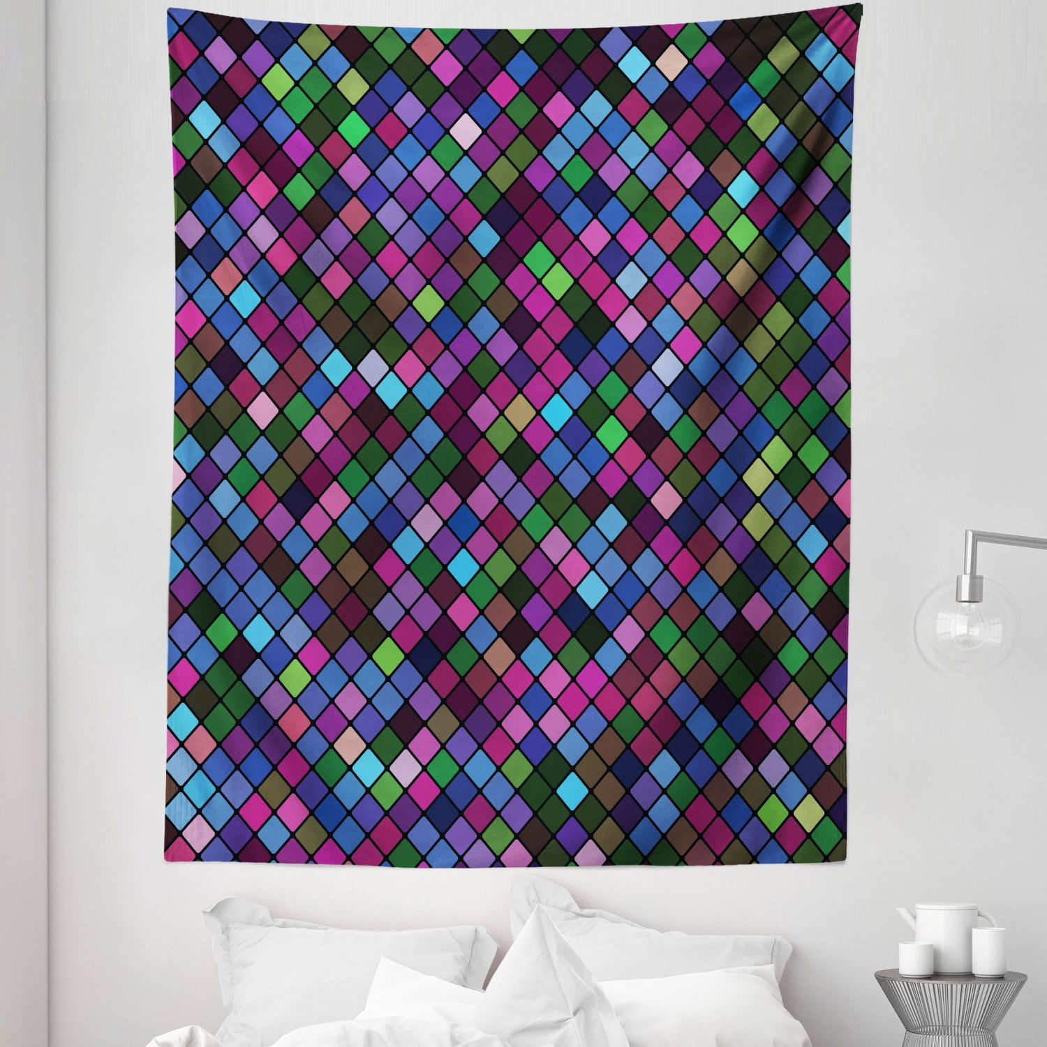 Checkered Tapestry, Little Squares with Vibrant Colors in Diagonal ...