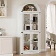 Arched Bookshelf with Doors, Wooden Display Cabinet – Rounded Bookcase ...