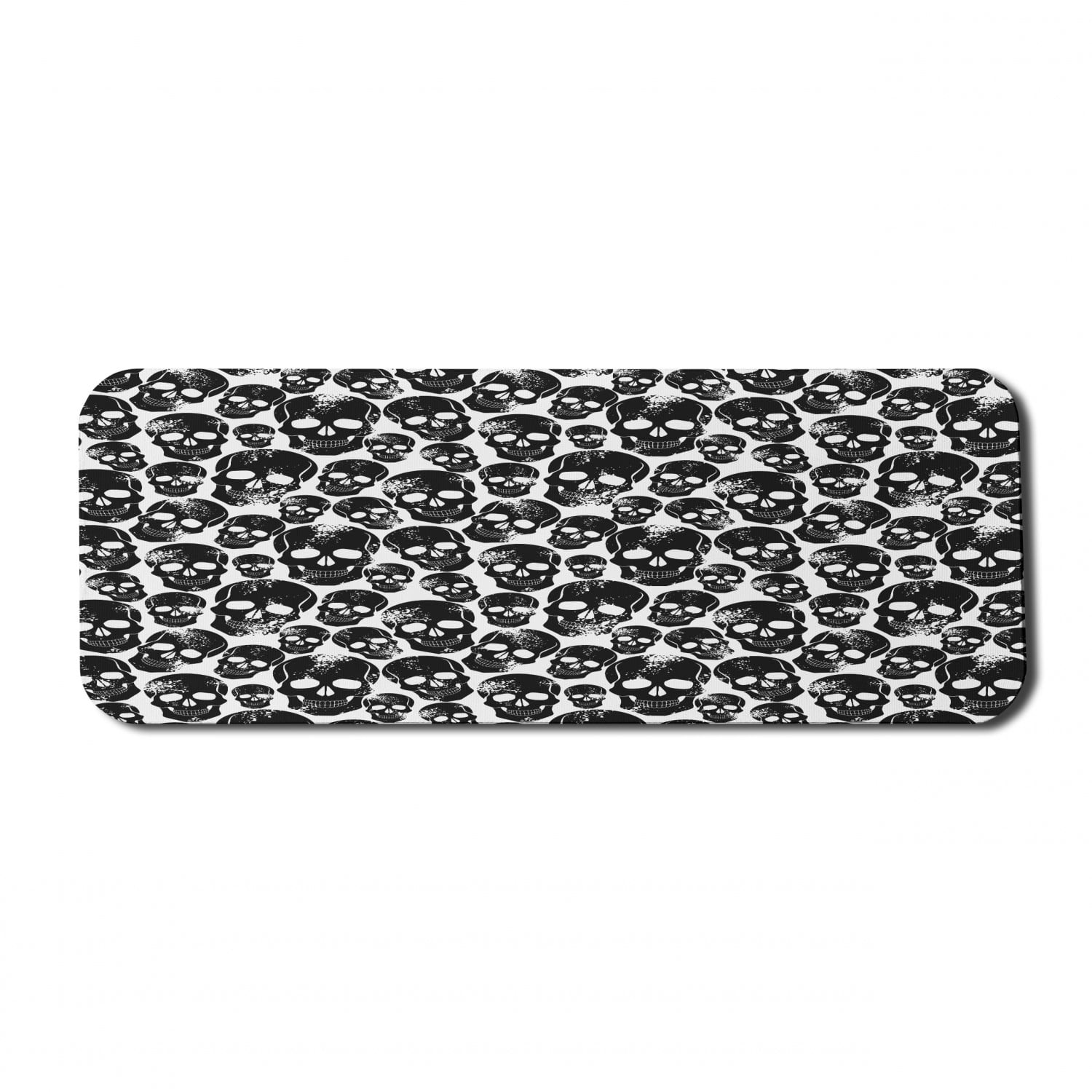 Gothic Computer Mouse Pad, Grunge Black Human Skulls on White Backdrop ...