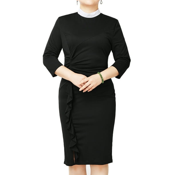 GRACEART Lady Clergy Dress Priest Clerical Dress White Stand Collar ...