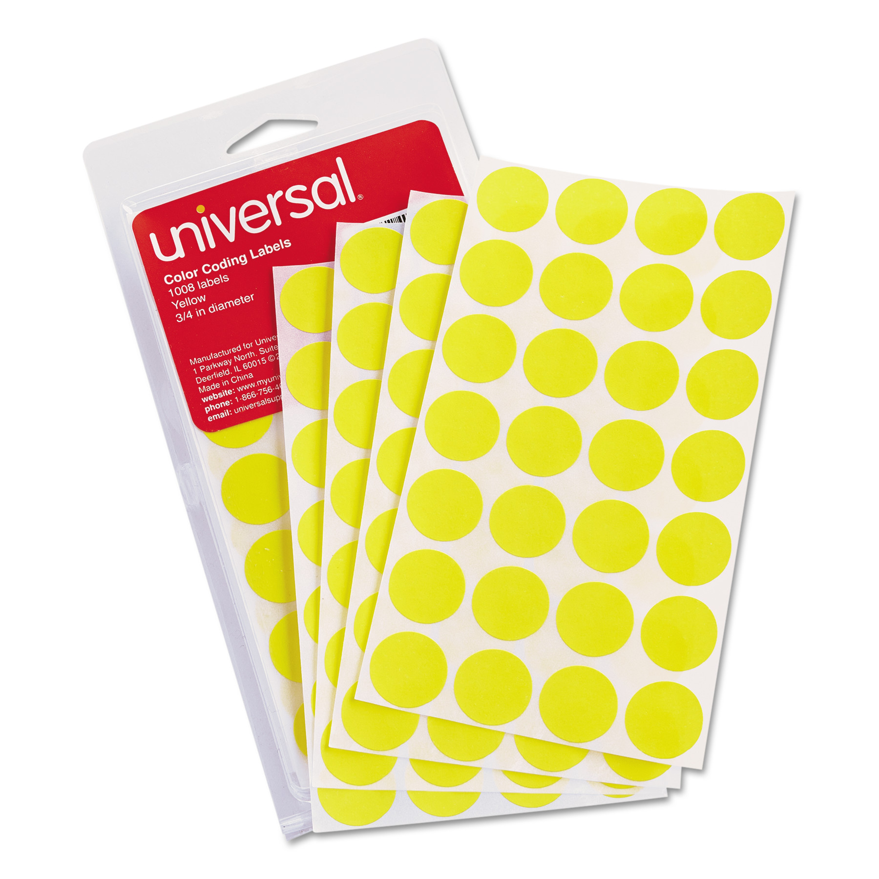 Universal Self-Adhesive Removable Color-Coding Labels, 3/4" dia, Yellow ...