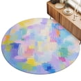 Blue Purple Oil Painting 3.3' Round Rug for Bedroom Reading Corner ...