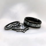 Black Matching Rings His and Her Rings Couple Rings 1ct AAA CZ Wedding ...