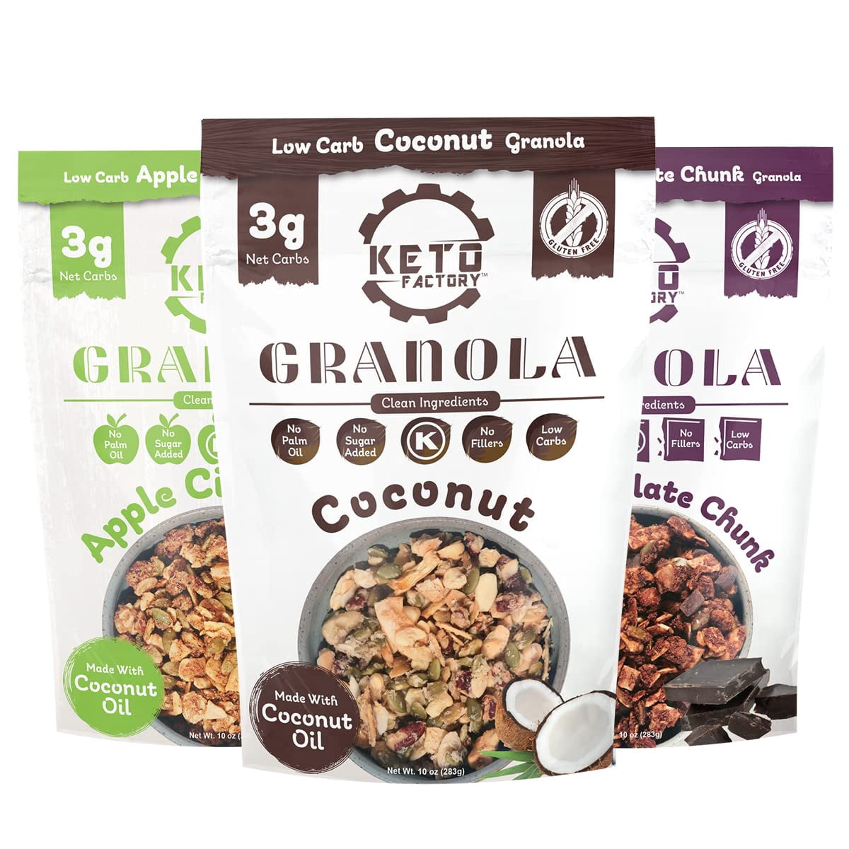 Keto Factory Variety Pack Granola, 3g Net Carbs Per Serving, Low Carb ...