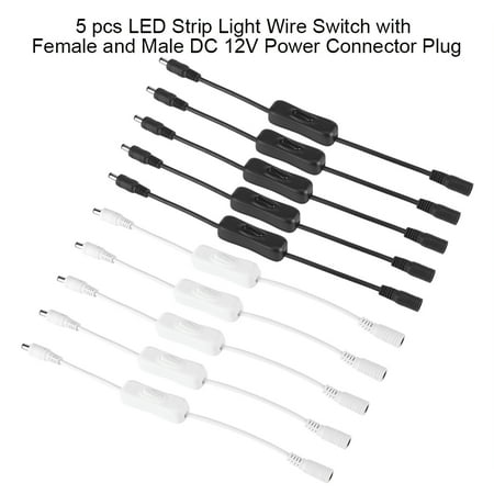 Greensen 5Pcs LED Strip Light Wire Switch with Female and Male DC 12V ...