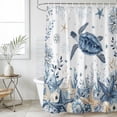 Blue Turtle Coastal Shower Curtain Set - 48" x 72" Washable Bathtub ...