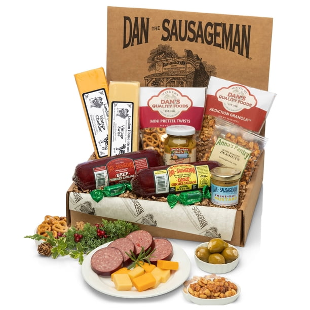 Dan the Sausageman Sounder Gift Box with Cheeses, Summer Sausage ...