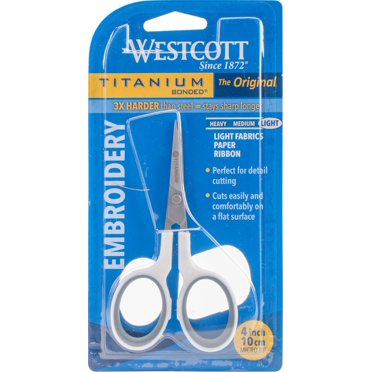 Westcott Multi-Purpose Sewing Scissors: Titanium Curved Embroidery, 4 ...