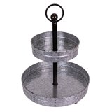 Zeckos Metal Rustic Round Two Tier Country Farmhouse Serving Tray ...