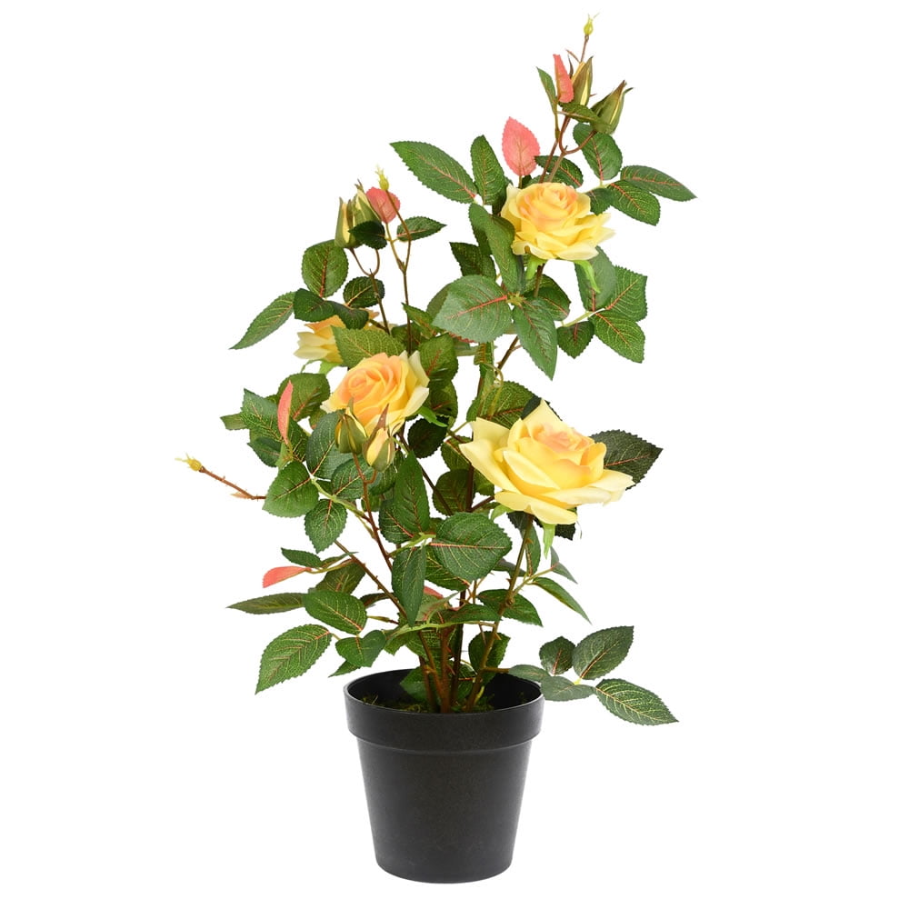Vickerman 21" Artificial Yellow Rose Plant in Pot. - Walmart.com