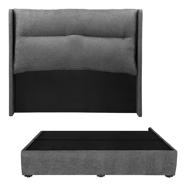 Recámara King Size Becca Gris Shadow con Cabecera + Box Base Cama ...