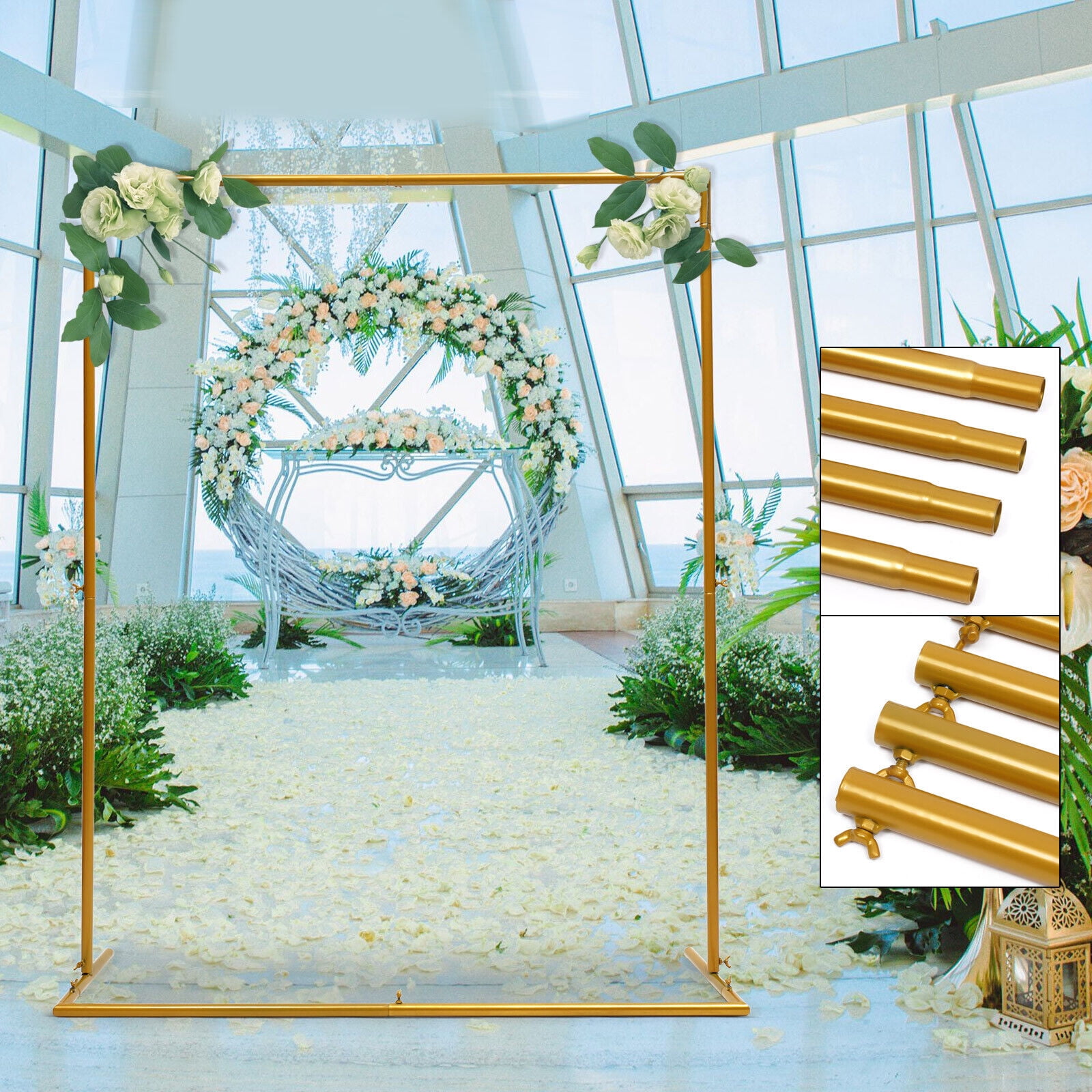 Metal Gold Arch Flower Stand Archway Rectangle Backdrop Stand for ...