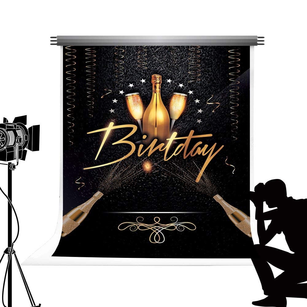 ABPHOTO Polyester Golden Photography Backdrop Happy Birthday Background ...