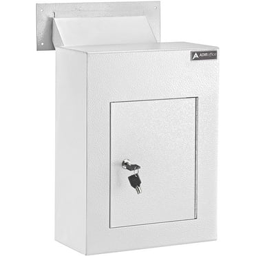 AdirOffice Steel Wall-Mountable Safe Mail/Drop Box W/Lock, Black ...