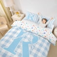 Catabedysis Blue Gingham Print Twin Duvet Cover,Plaid Monogrammed R ...