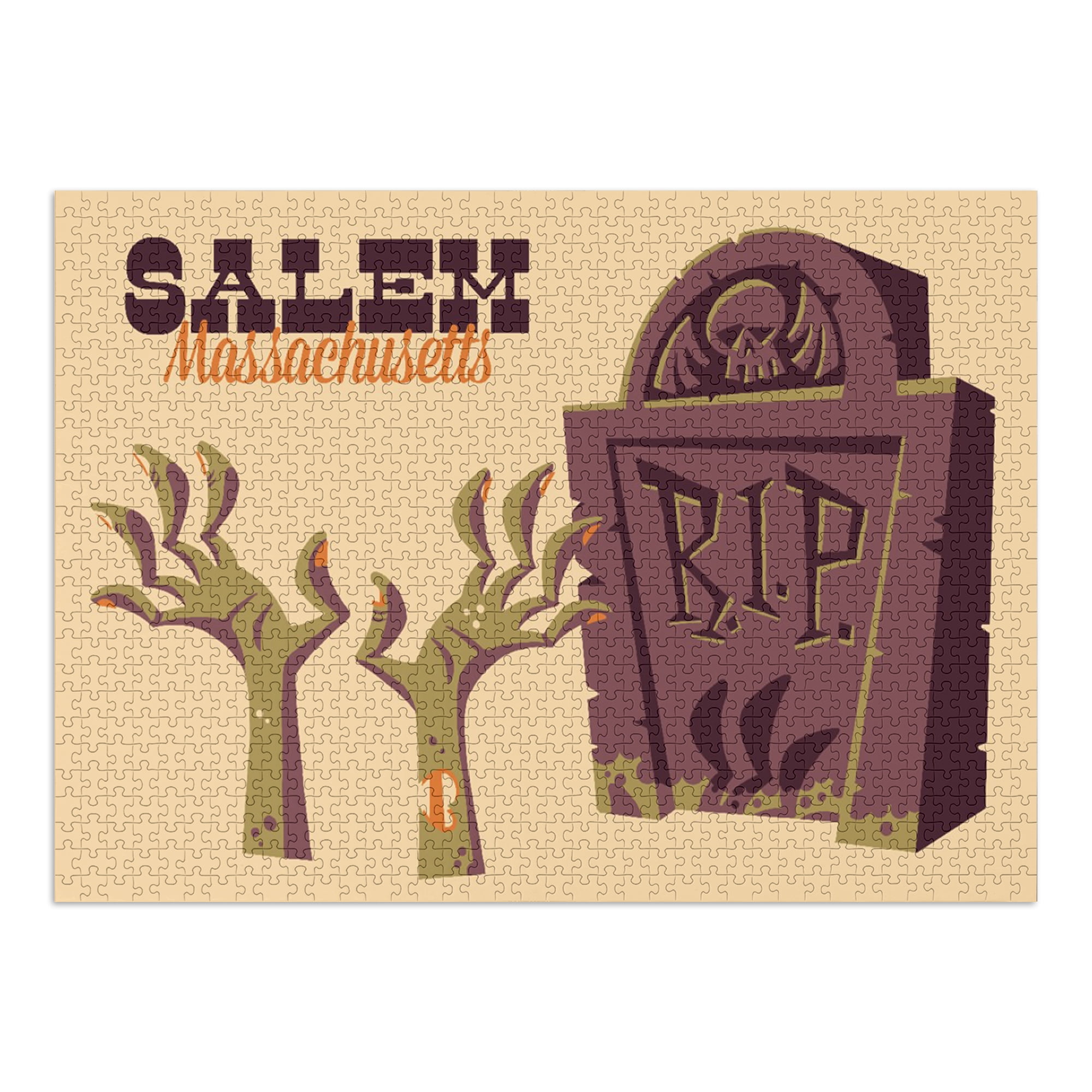 Salem, Massachusetts, Gravestone, Retro (1000 Piece Puzzle, Size 19x27 ...