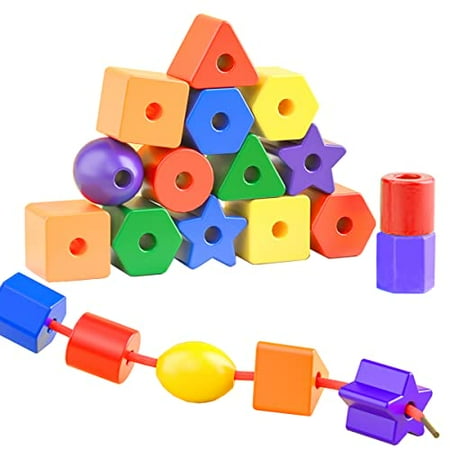 36 Pcs Jumbo Lacing Beads for Kids - Montessori Fine Motor Skills Toys ...