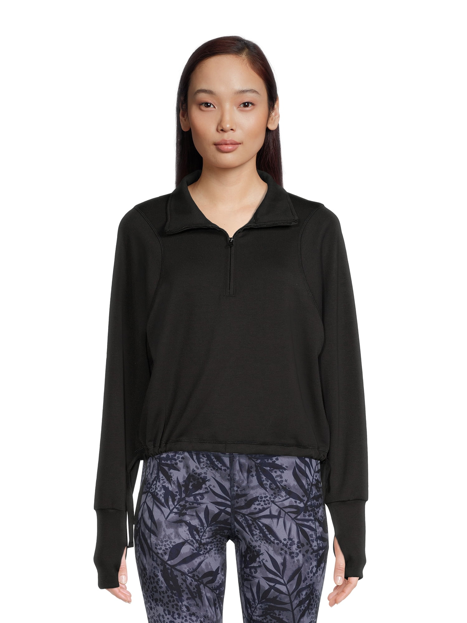 Avia Women's Quarter Zip Active Pullover Top With Thumbhole Cuffs ...