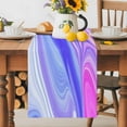 Burlap Table Runner 60 Inches Long, Colorful Rainbow Wave Stripe Color ...