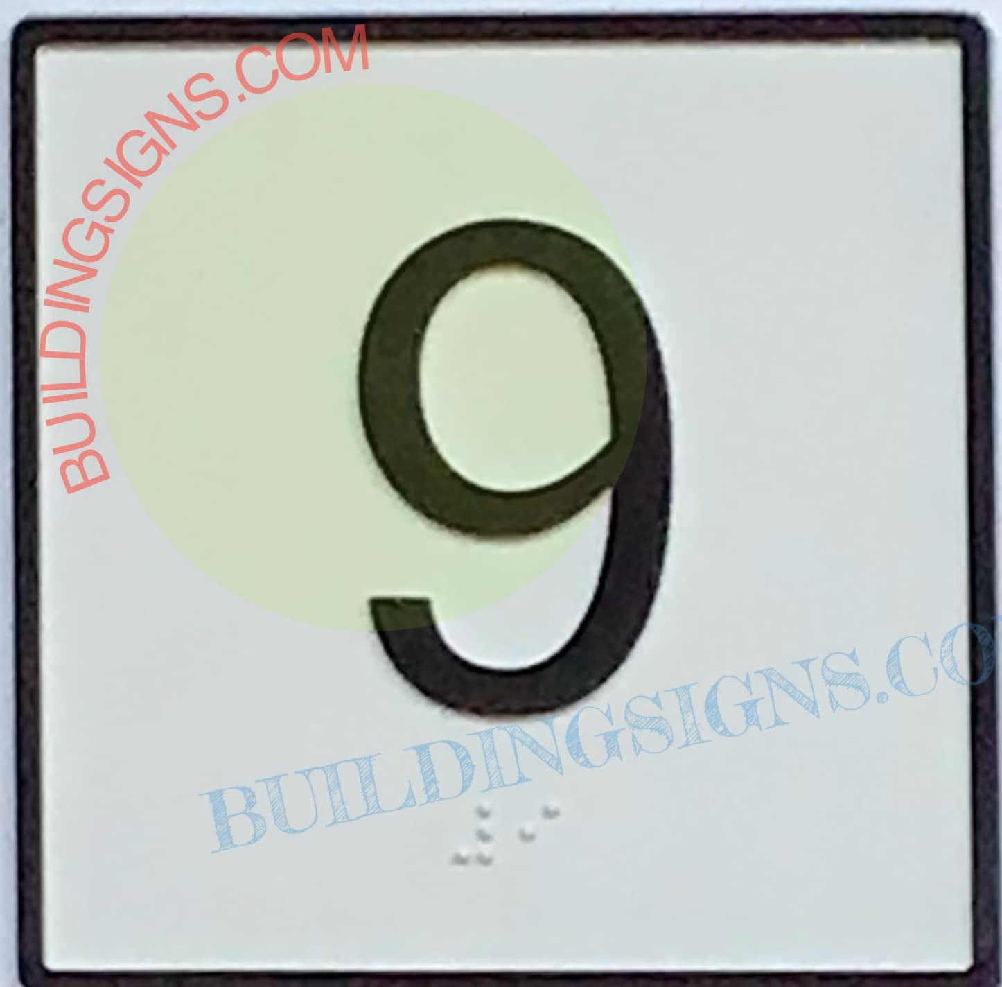 Elevator Floor Number 9 Sign- Elevator JAMB Plate Floor 9 Sign (White ...