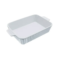 KFFKFF White Ceramic Cooking Tray, 9" x 13" Size, Rectangular Ovenware ...