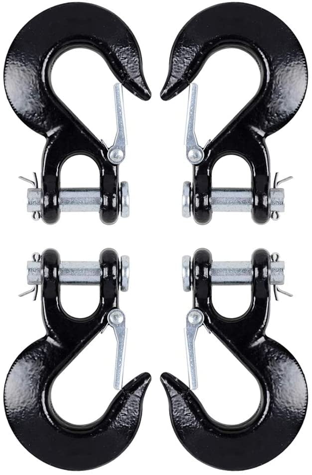 Astra Depot 4PCS 35,000LBS Forged Steel BLACK Safety Latch Hook Clevis ...