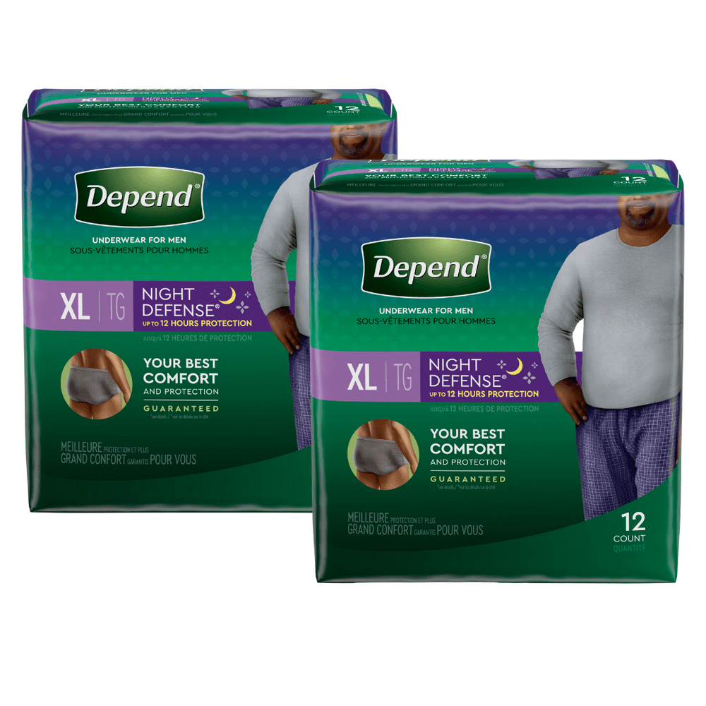 Depend Night Defense Incontinence Underwear For Men Overnight Size Xl 12 Count 2 Pack