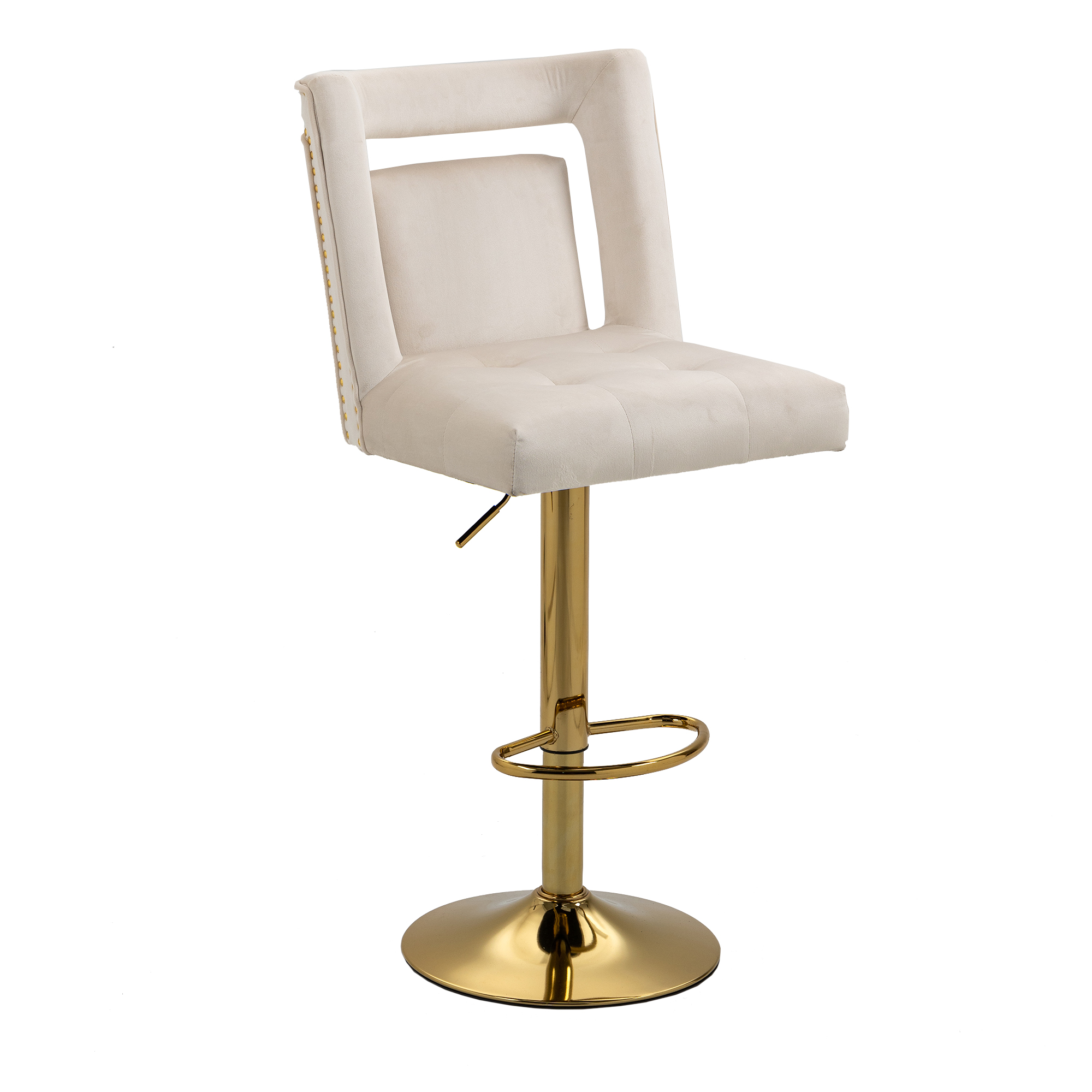 Modern Accent Bar Stools with Back and Footrest, Velvet Fabric ...