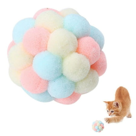 Colourful Cat Ball, Handmade Plush Bouncy Ball Interactive Toy ...